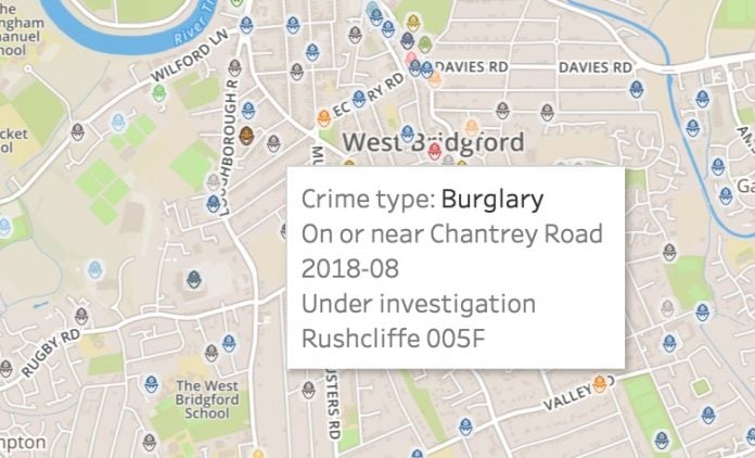 What crimes took place in your street? Map of all Nottinghamshire ...