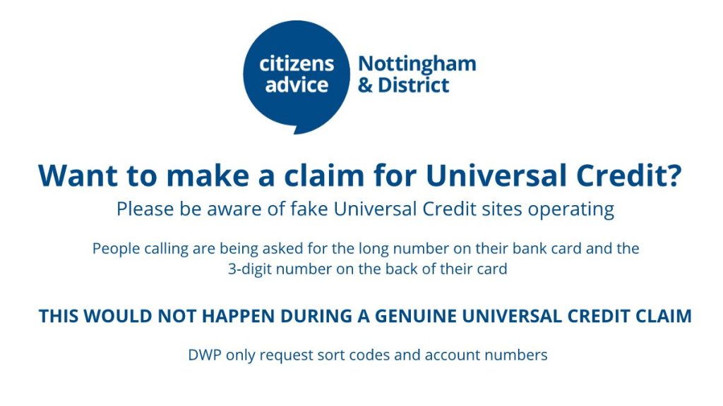 Nottingham Citizens Advice Bureau warns of fake universal credit sites ...