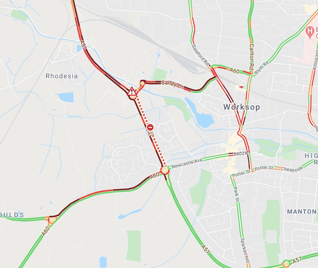 Police close A57 Worksop - air ambulance attends collision between car ...