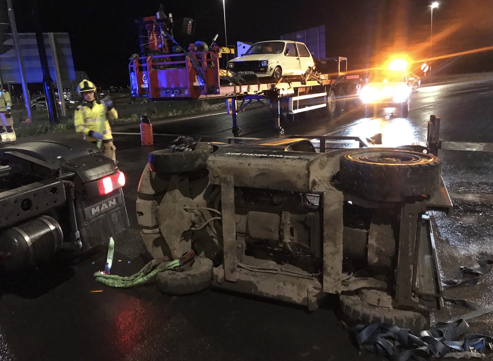 A453 was closed briefly overnight after fallen forklift blocks road ...