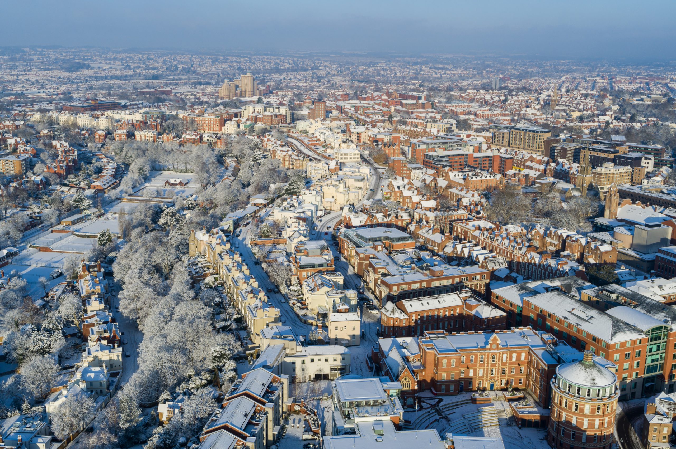 Pictures: A snow-covered Nottingham city from the air | West Bridgford Wire