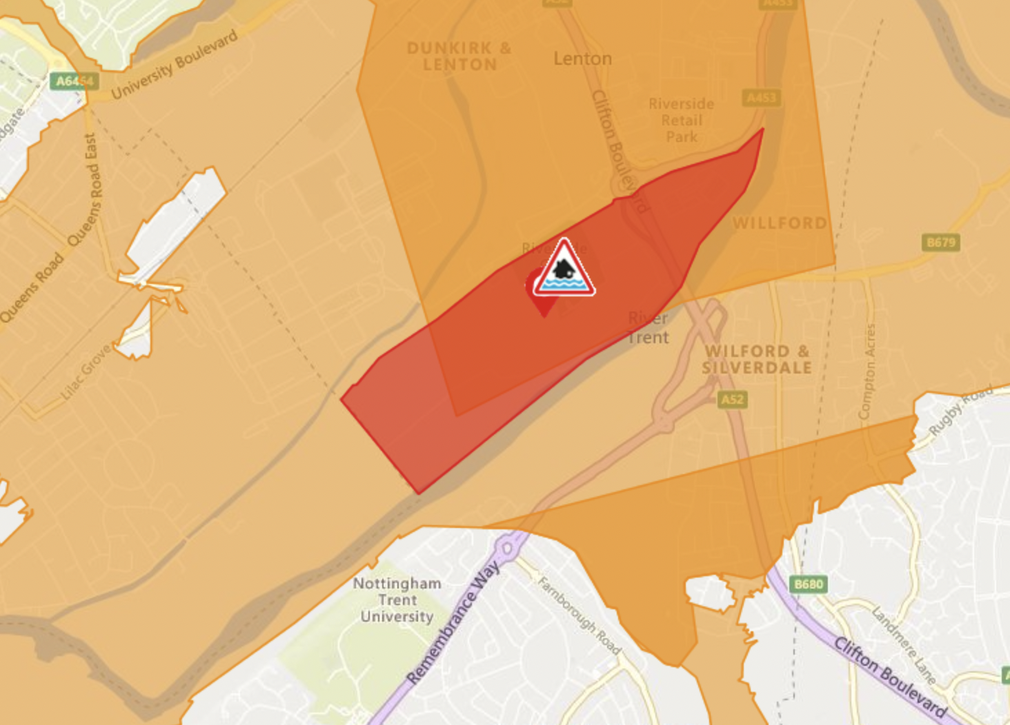 Flood Warning issued for River Trent at Lenton Nottingham Park and Ride ...