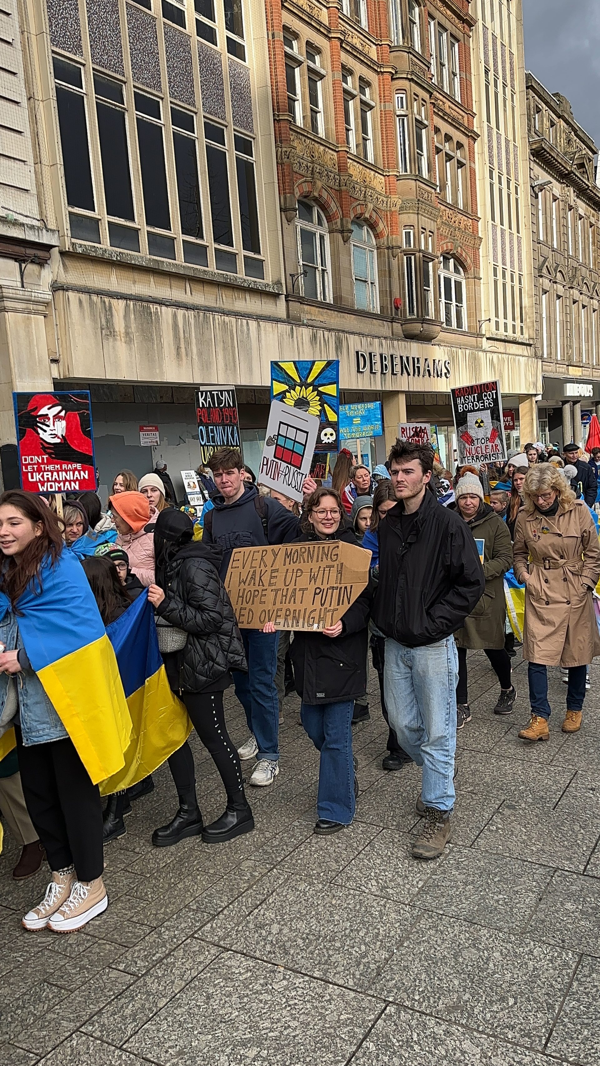 March through Nottingham city marks one year since Russia's invasion of ...