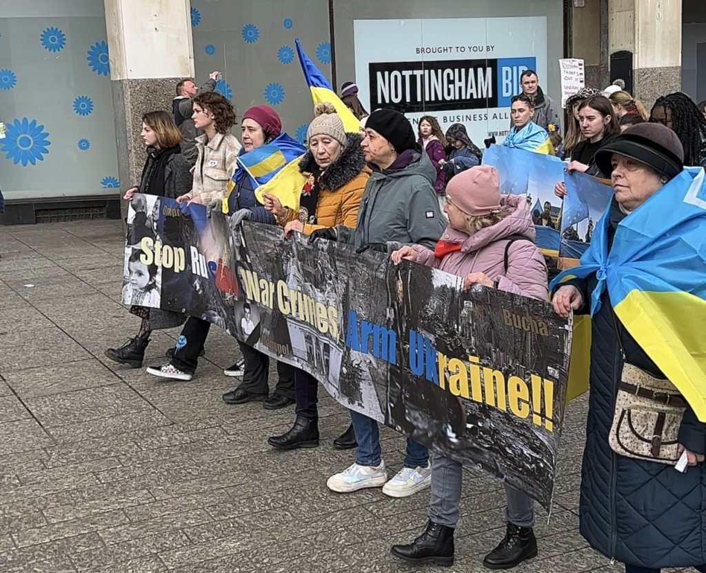 March through Nottingham city marks one year since Russia's invasion of ...