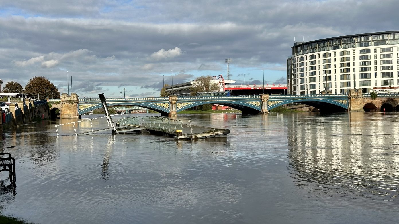 River levels: Drone footage shows River Trent Nottingham on Sunday ...