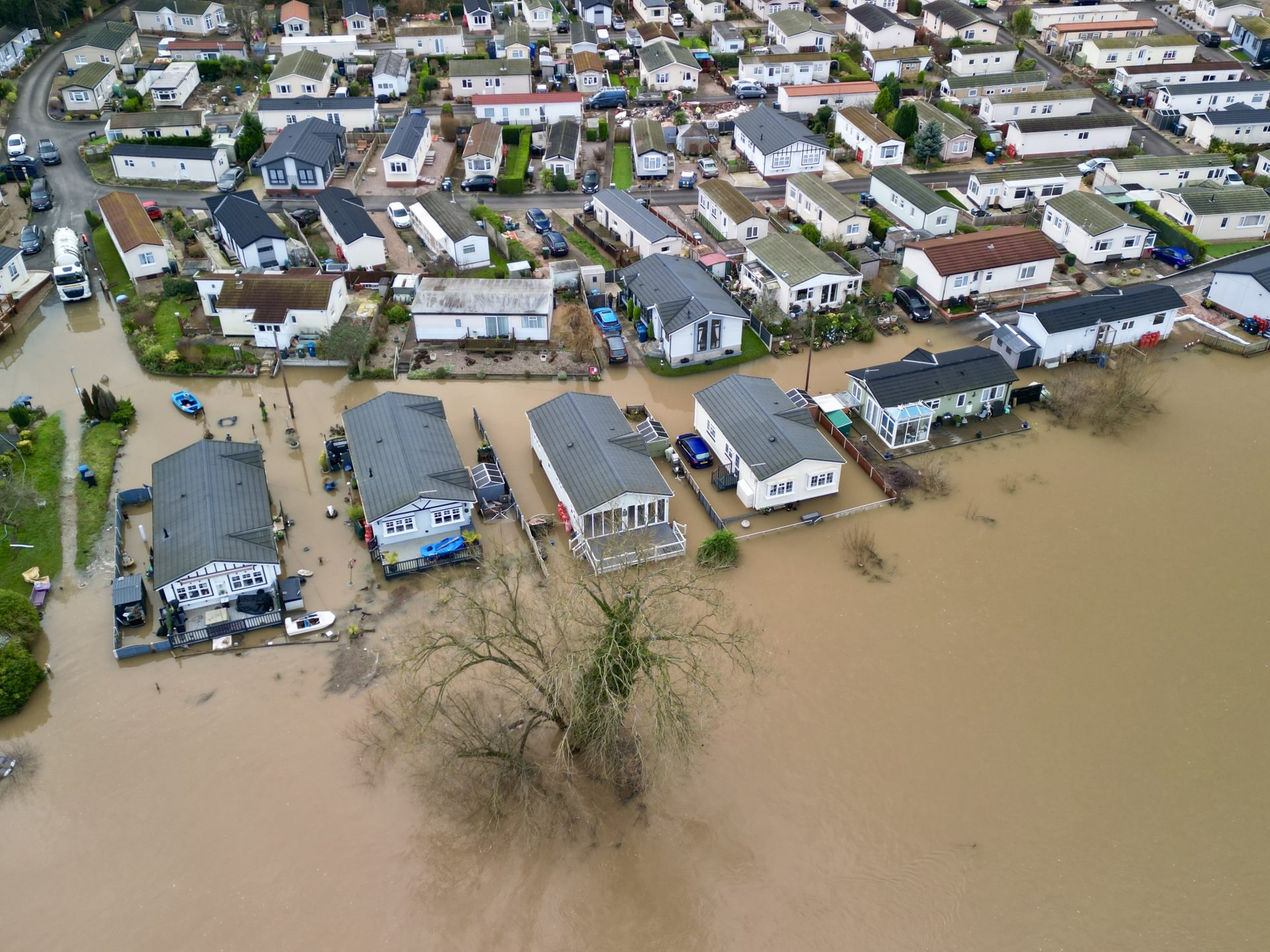 Drone views show the scene at Radcliffe on Trent Caravan Park as flood ...