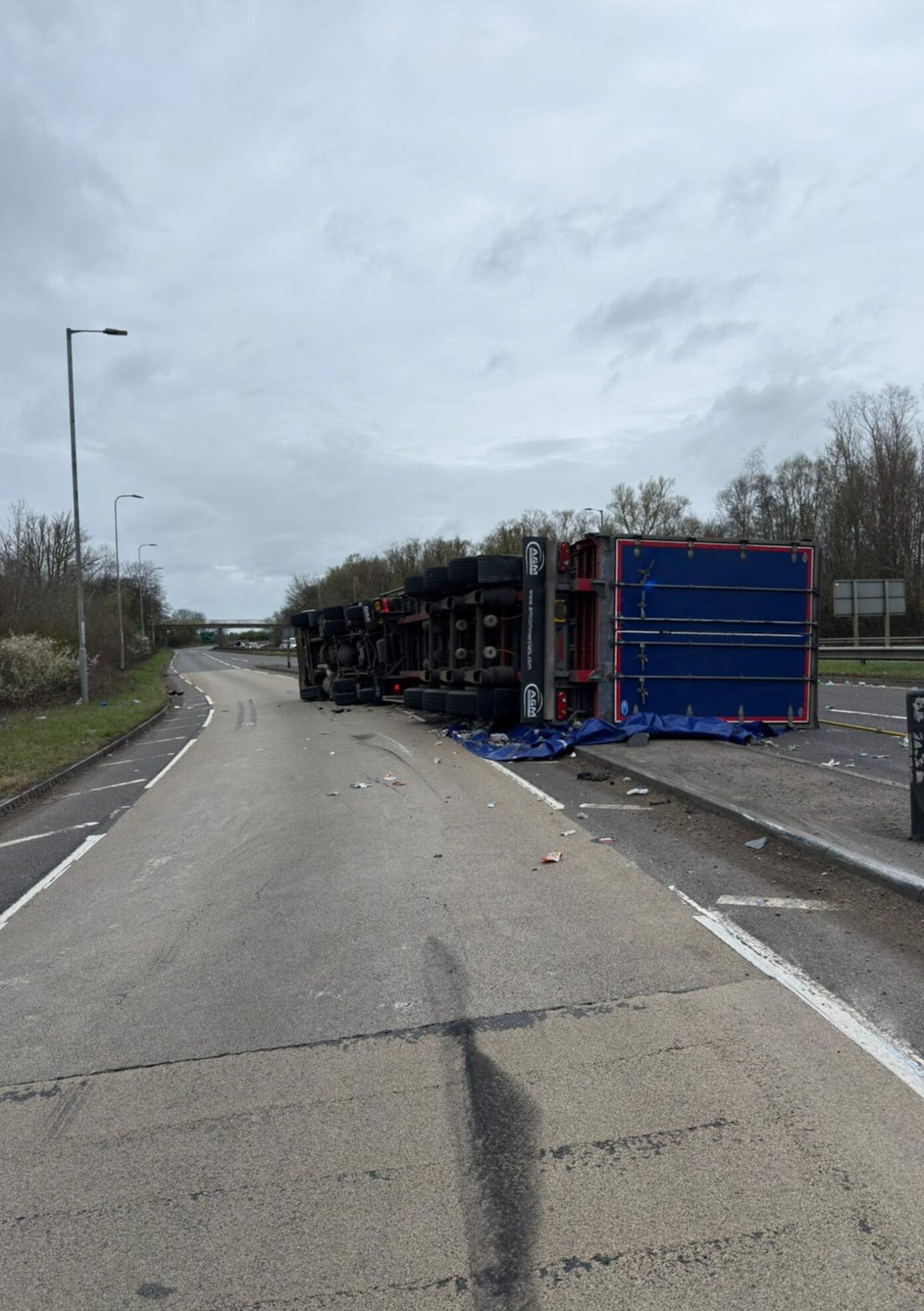 A46 closure: Images show overturned lorry as one person in hospital ...