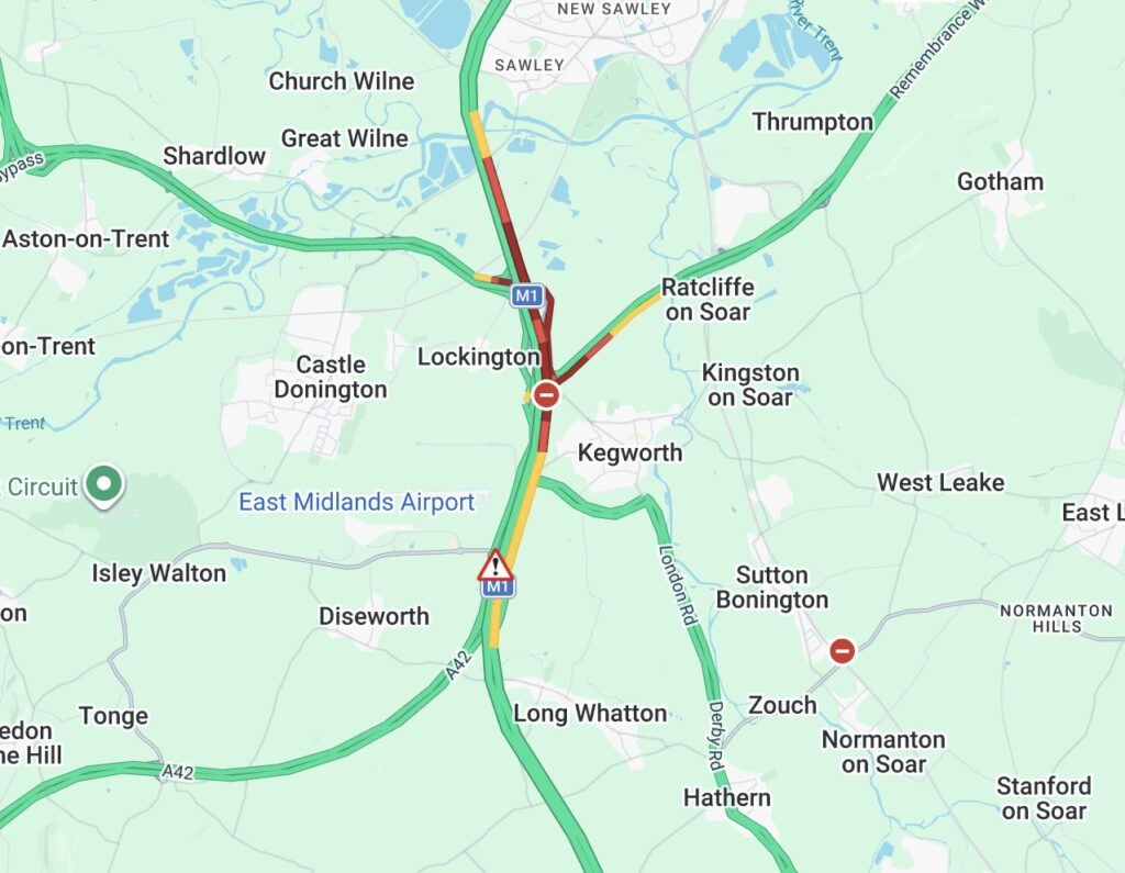 Updates: M1 closed J24 southbound resurfacing required after car fire ...