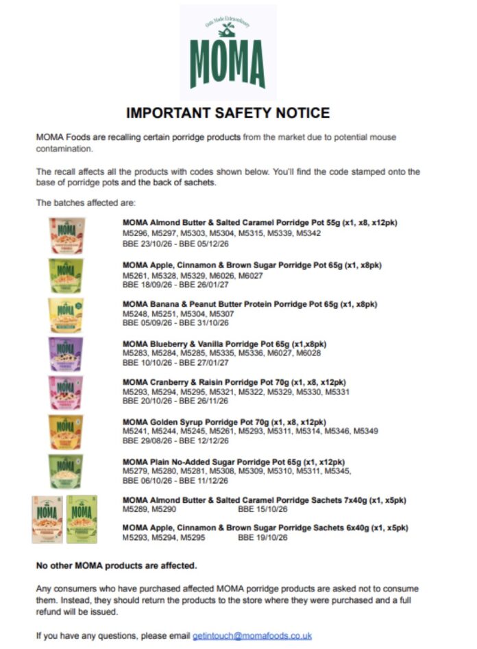 Mouse contamination: Consumers told not to eat some MOMA porridge ...
